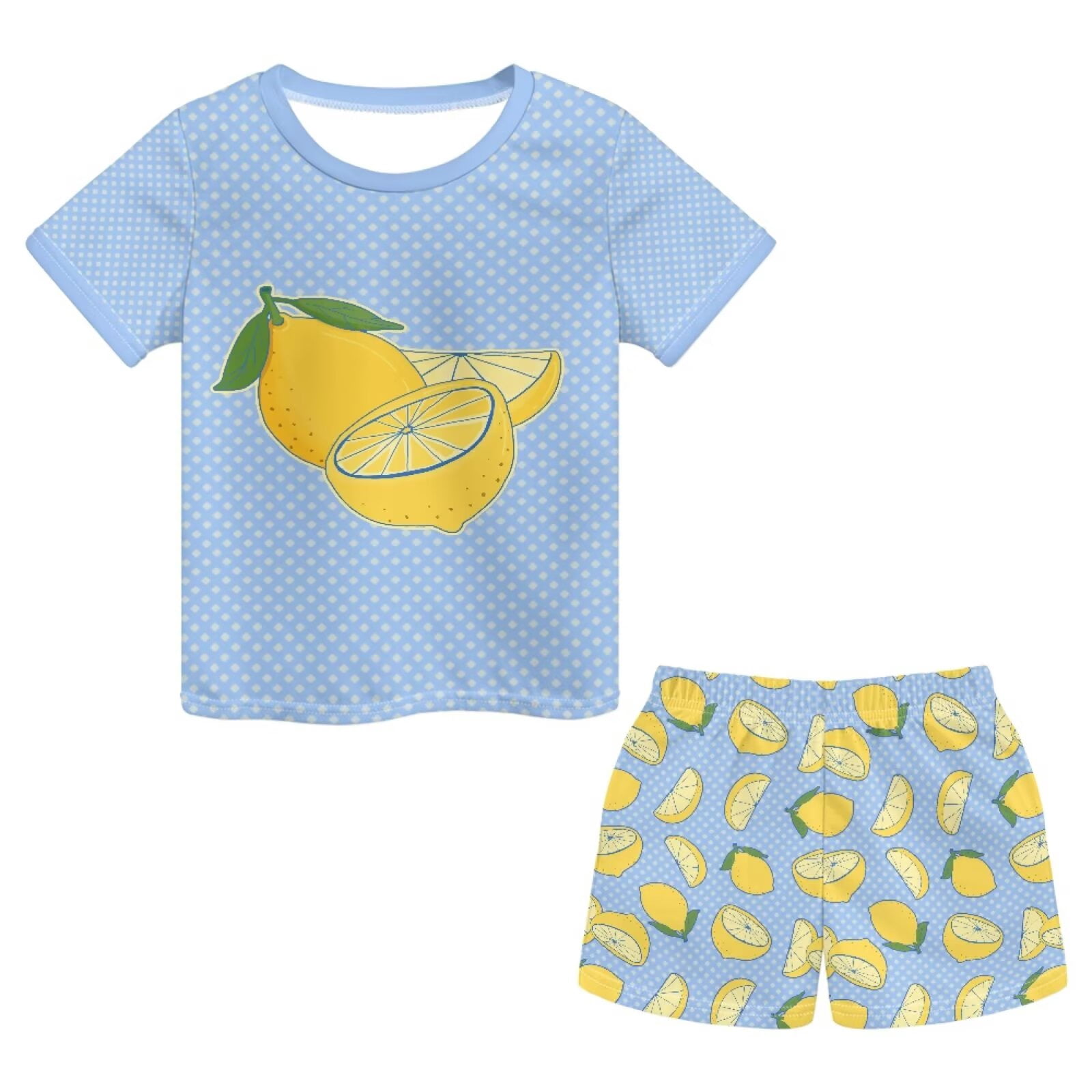 chaqlin Lemon Polka Dot Print Girls Athletic Outfit Short Sleeve Tank ...