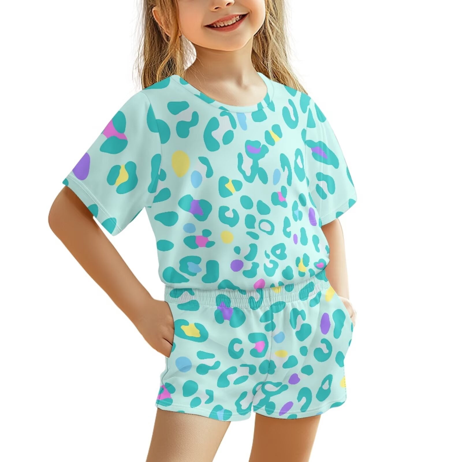chaqlin Leopard Print Green Girls 2 Piece Outfits Summer Clothes Tank ...