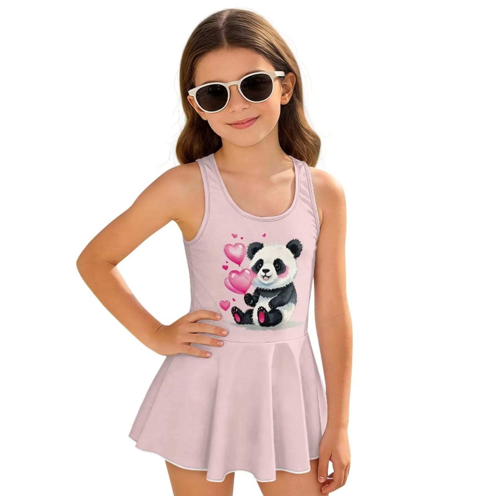 chaqlin Love Heart and Panda Girl Swimwear 3-13 Years Cartoon Kids One ...