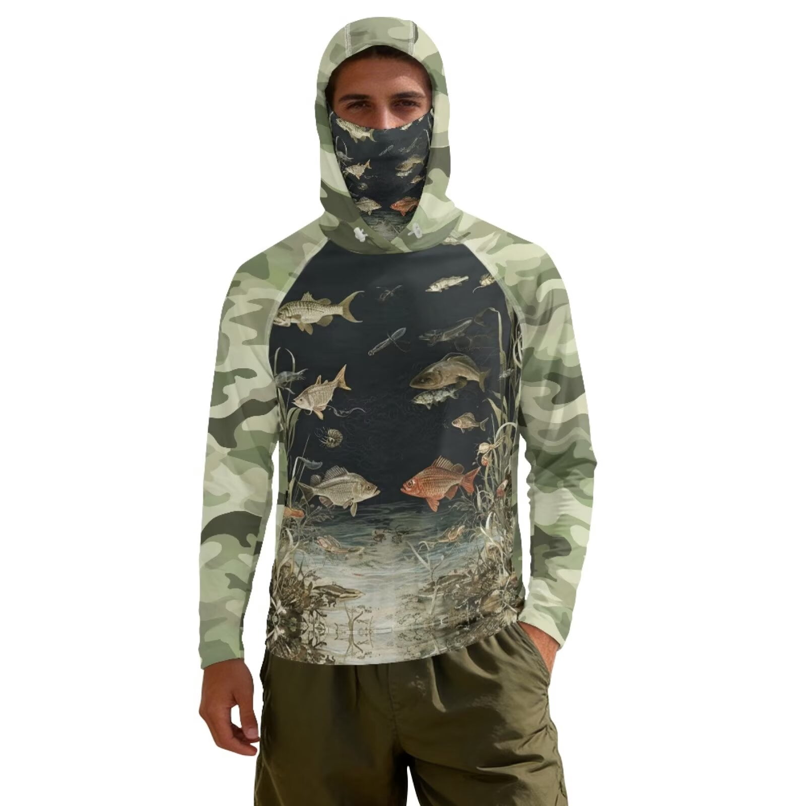 chaqlin Men's UPF 50+ Sun Protection Fishing Hoodie with Pocket & Face ...