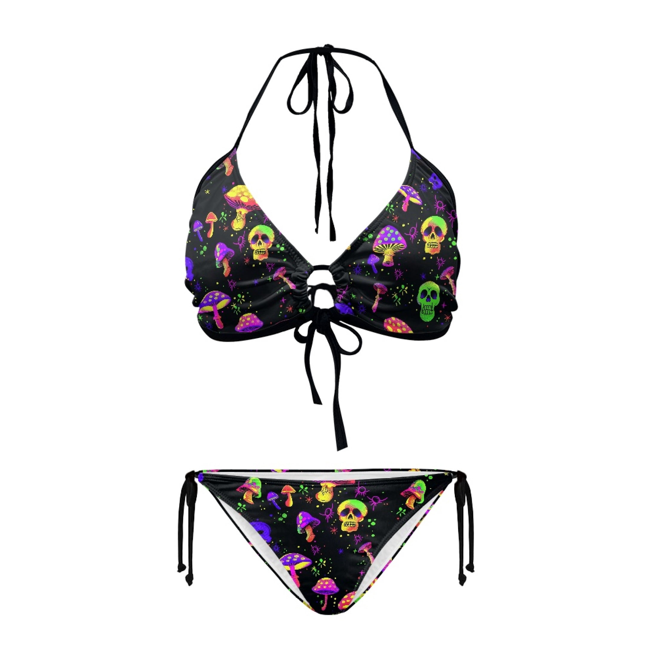 chaqlin Mushroom Two Piece Triangle Swimsuit Tie Side Spandex Fabric ...