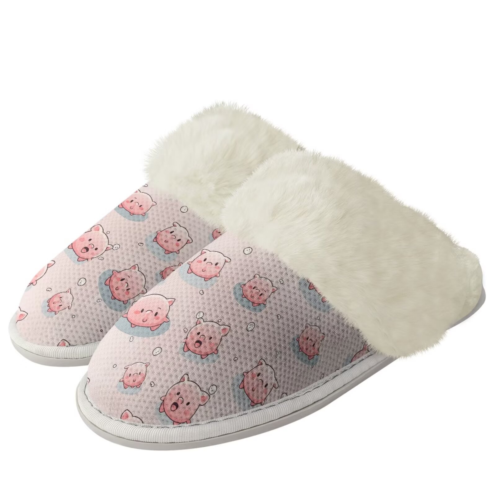 chaqlin Pig Fuzzy House Slippers for Women Size 9 Fluffy Winter Fluffy ...