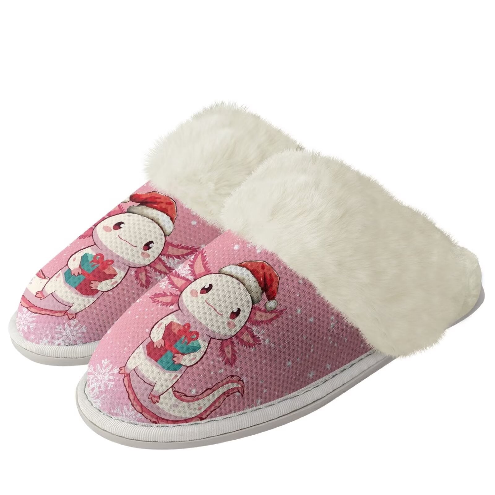 chaqlin Pink Axolotl Slippers for Women Fuzzy Animal House Shoes ...