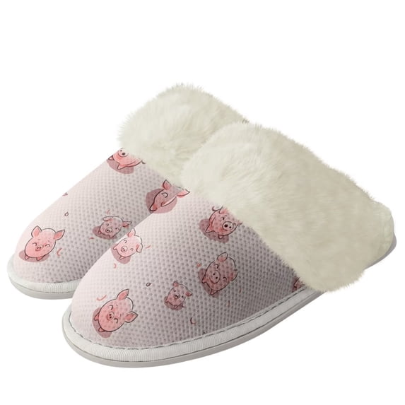 chaqlin Pink Pig Slippers for Women Cute Slip on Fuzzy Slippers Winter ...