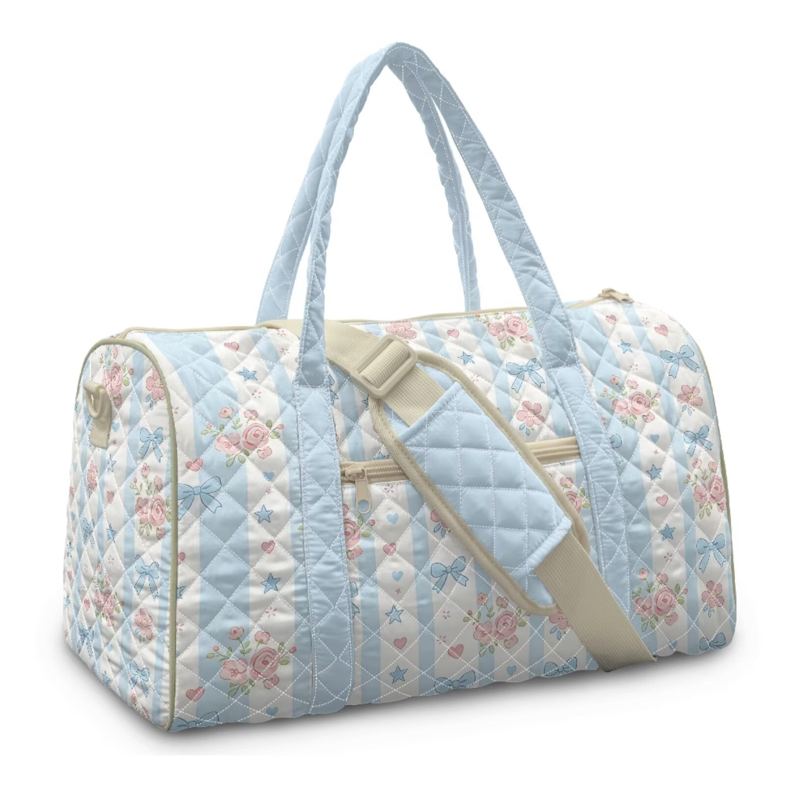chaqlin Rose Weekender Bag Travel Duffle Bag For Women Blue Bow Print ...