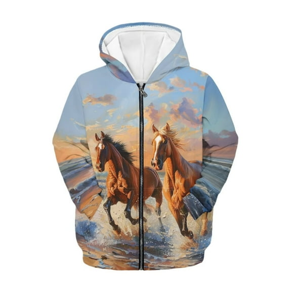 chaqlin Running Horse Hoodies for Girls 6-7 Full Zip Hoodie Sweatshirts ...