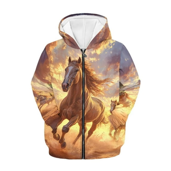 chaqlin Running Horse Hoodies for Girls Boys Trendy Y2K Zip Up ...