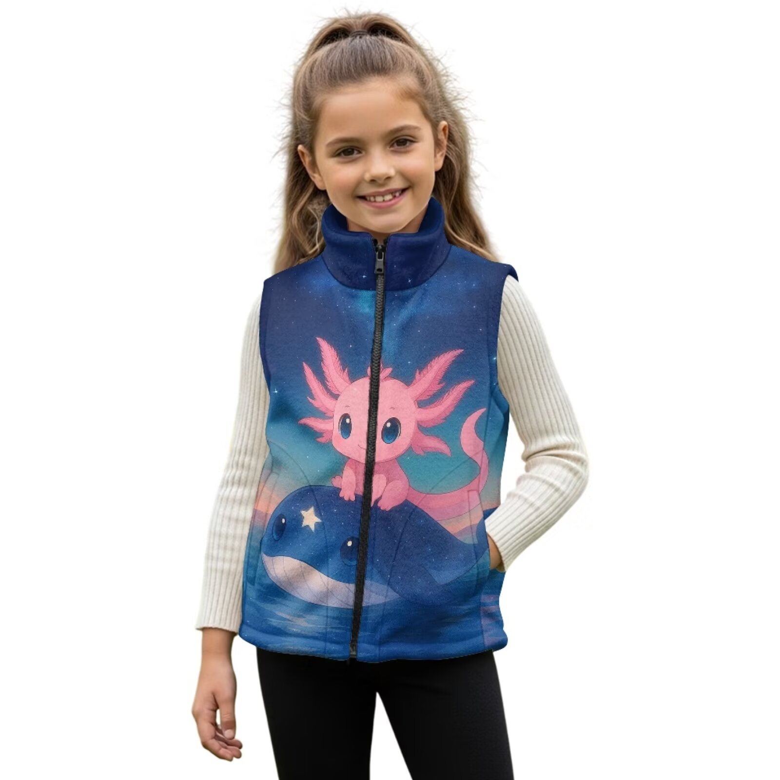 chaqlin Running Horse Zipper Vest for Girls Boys Sleeveless Stand ...