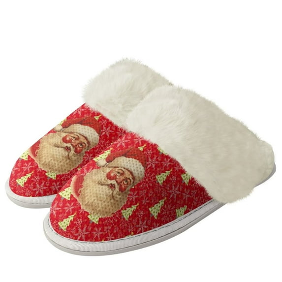 chaqlin Santa Claus Slippers for Women Christmas Tree Fuzzy Slippers ...