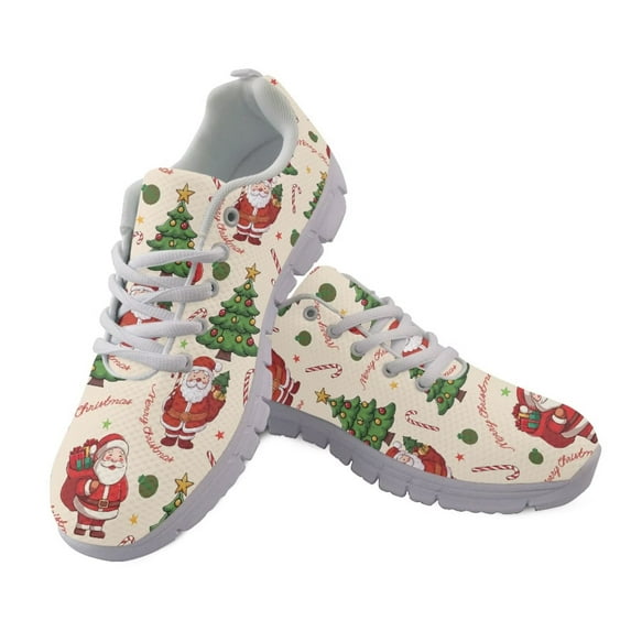 chaqlin Santa Claus Sneakers for Women Men Size 5.5 Christmas Tree Lace ...