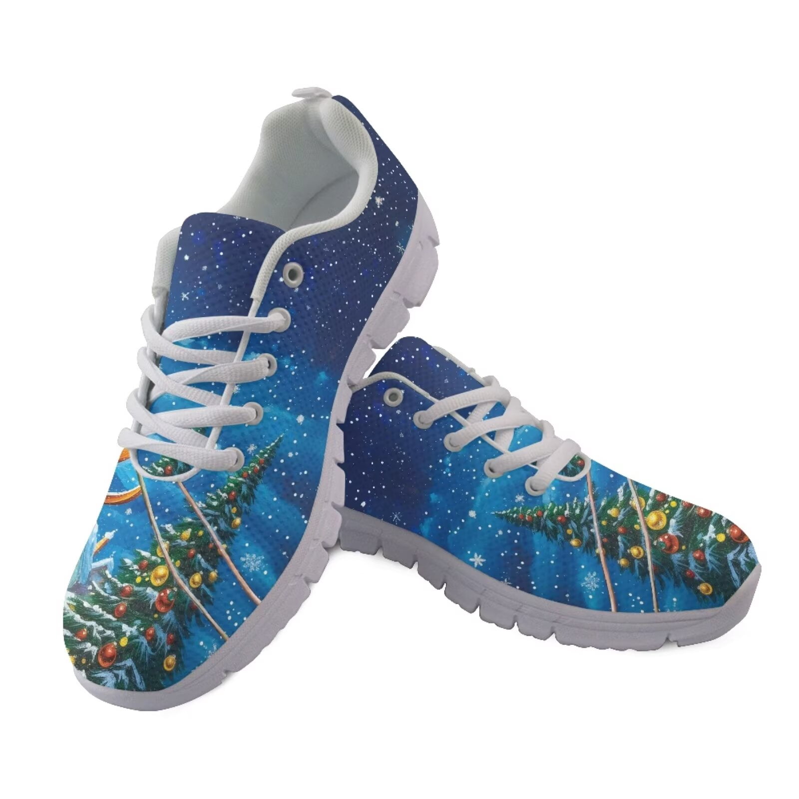 chaqlin Santa Claus Sneakers for Women Men Size 7 Christmas Lace Up ...