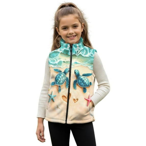 chaqlin Sea Turtle Fleece Vest for Girls Boys Trendy Y2K Sleeveless ...