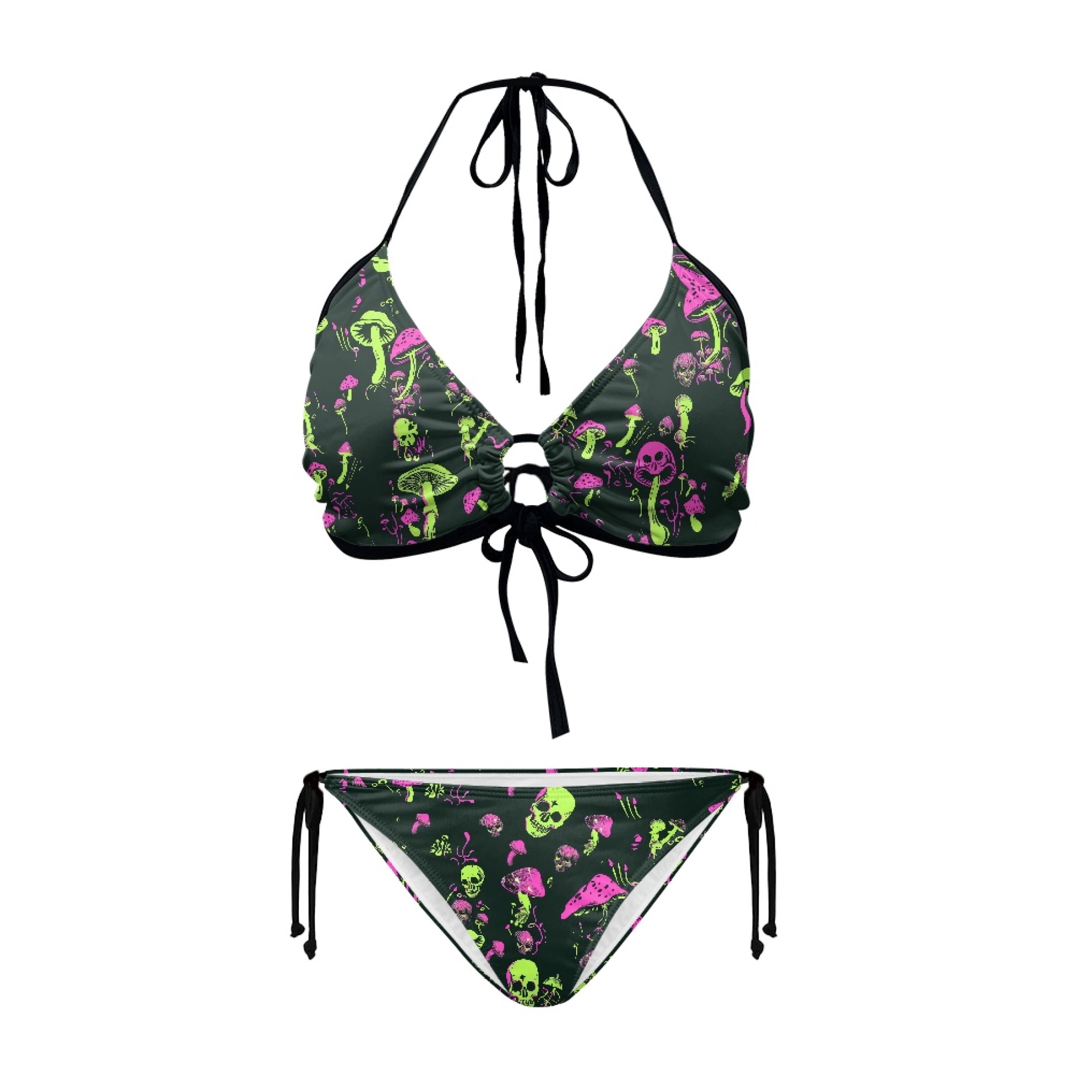 chaqlin Skull Mushroom Two Piece Triangle Swimsuit Spandex Fabric ...