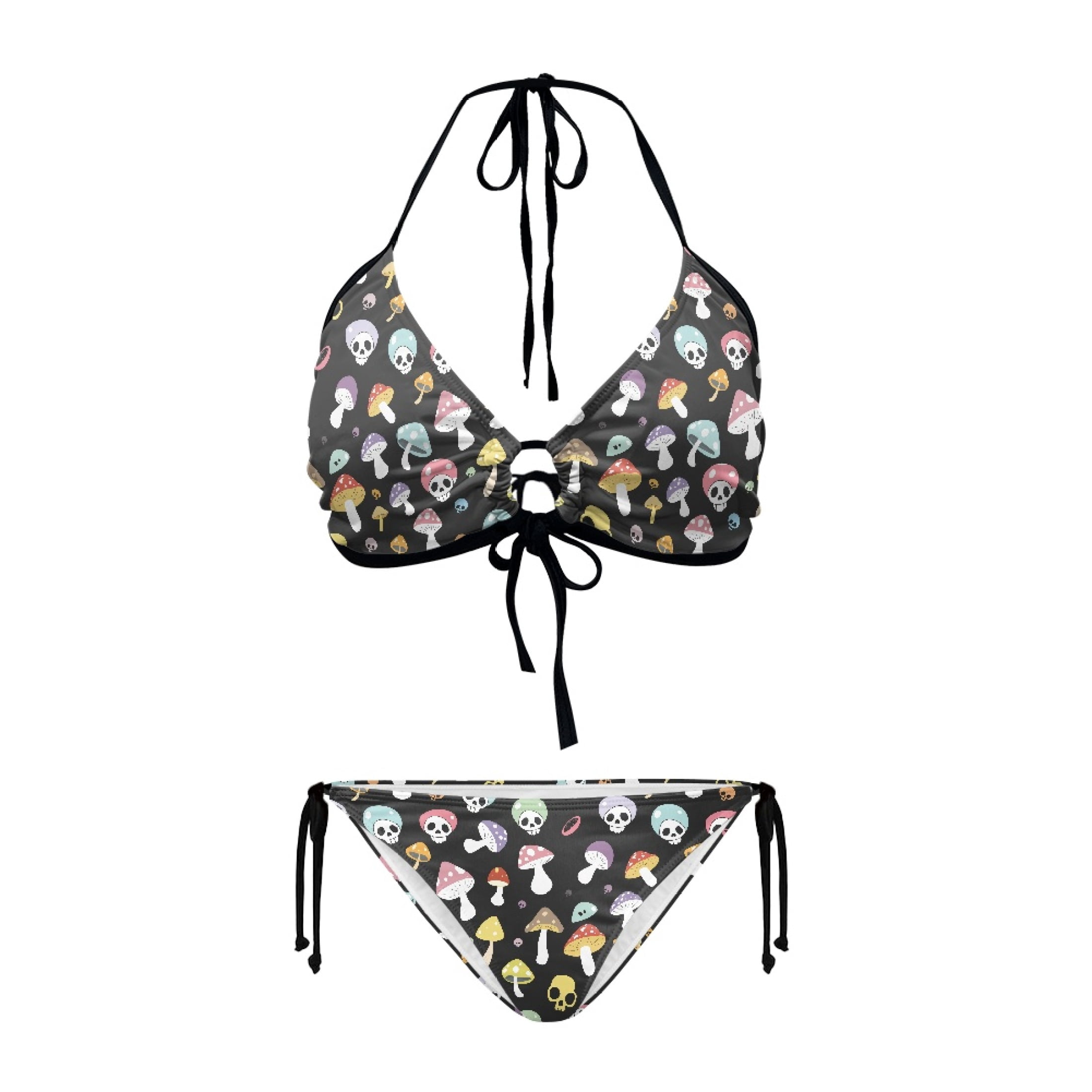 chaqlin Skull Mushroom Two Piece Triangle Swimsuit Spandex Fabric ...