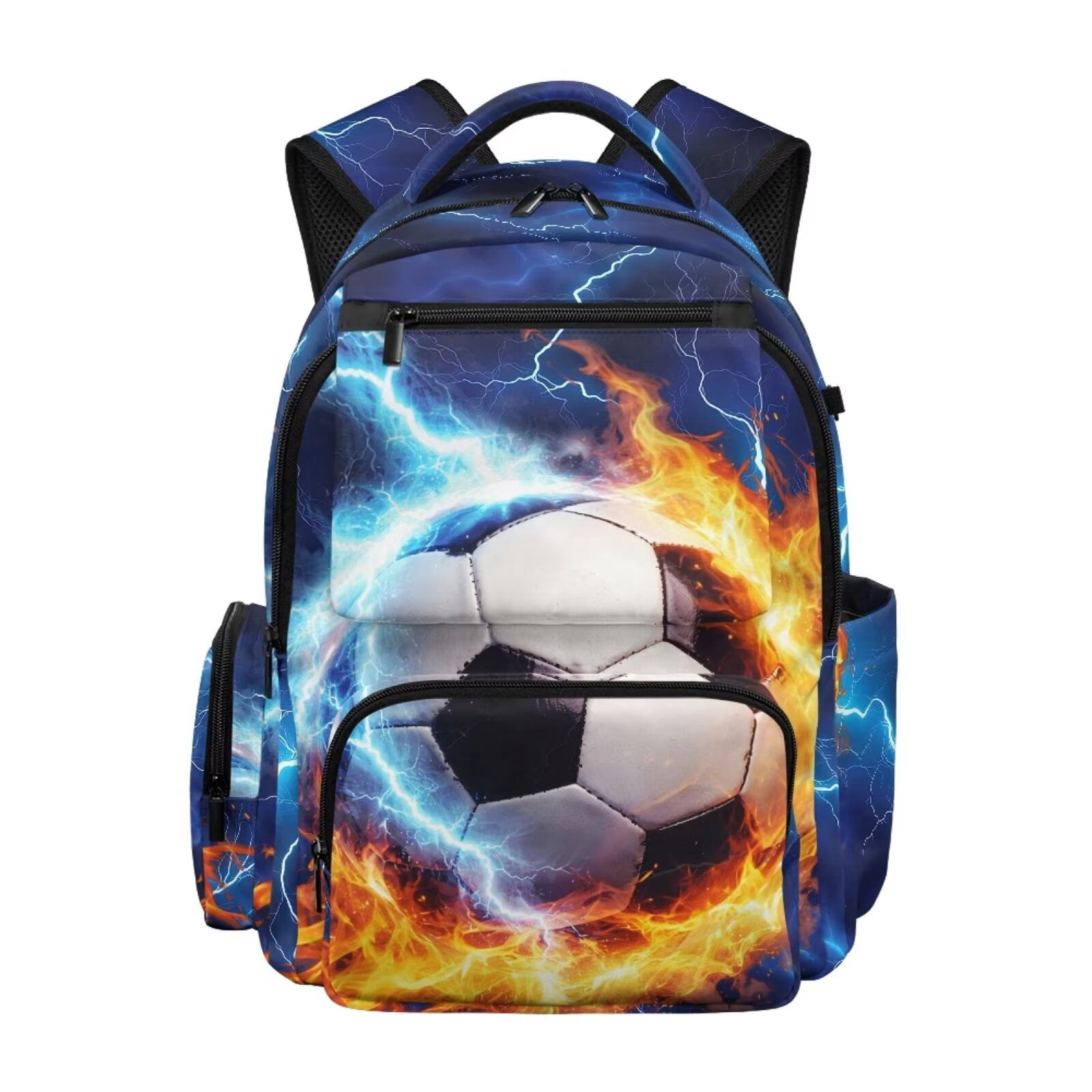 chaqlin Soccer Lightning Print School Backpack for Fashion Lightweight ...