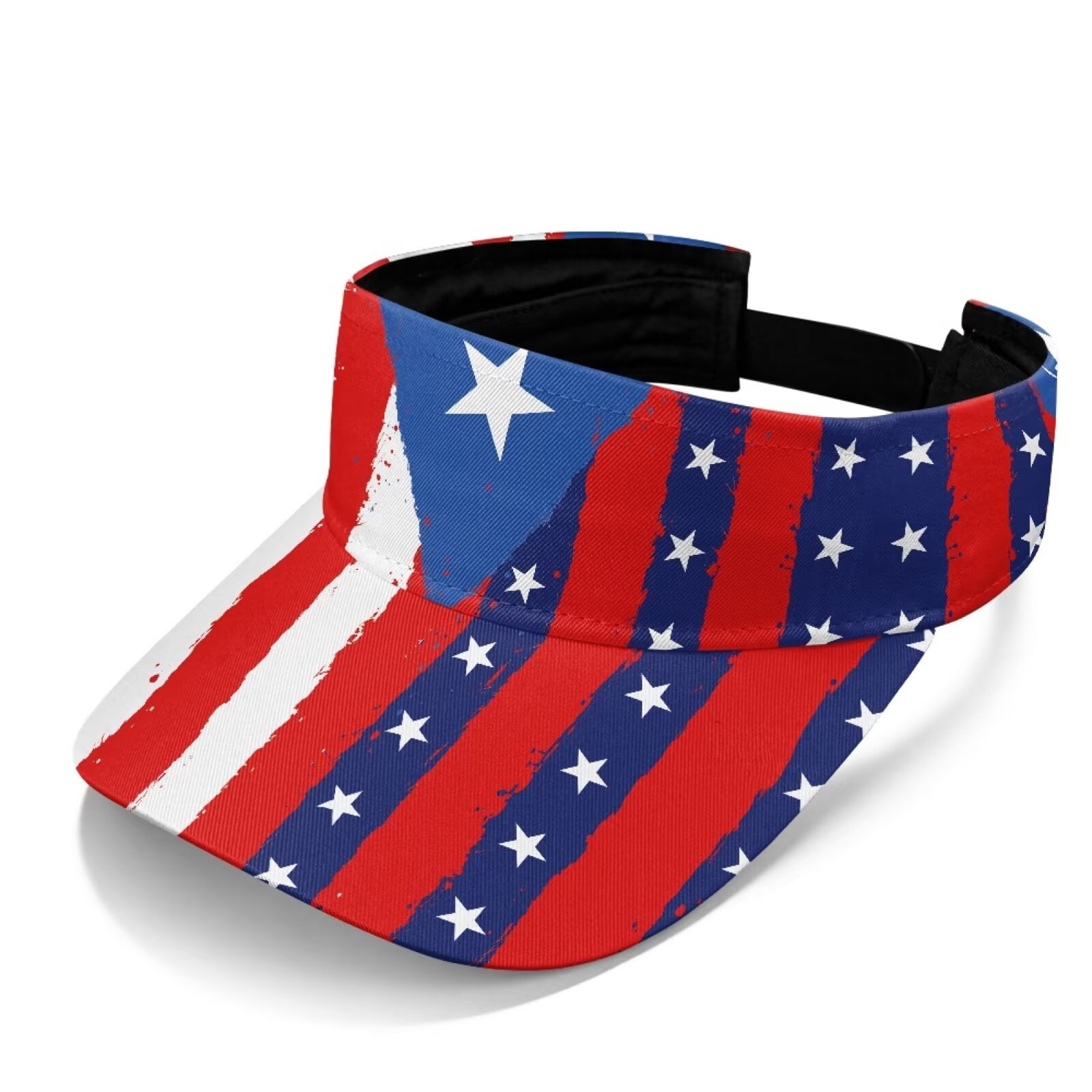 chaqlin Stripes Star Art Print Open Top Visor Cap Adjustable ...