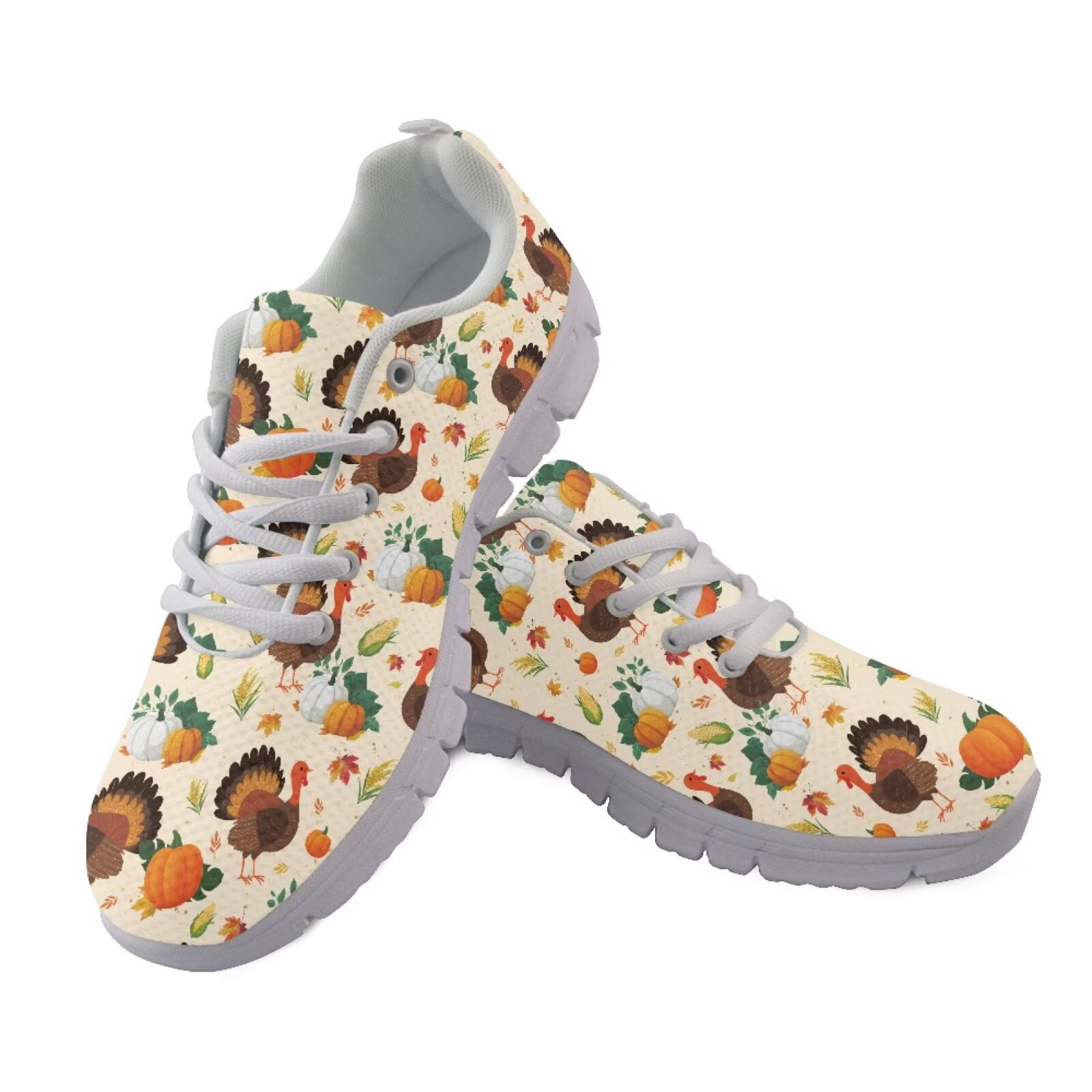 chaqlin Thanksgiving Turkey Pumpkin Sneakers for Women Size 9.5 Casual ...