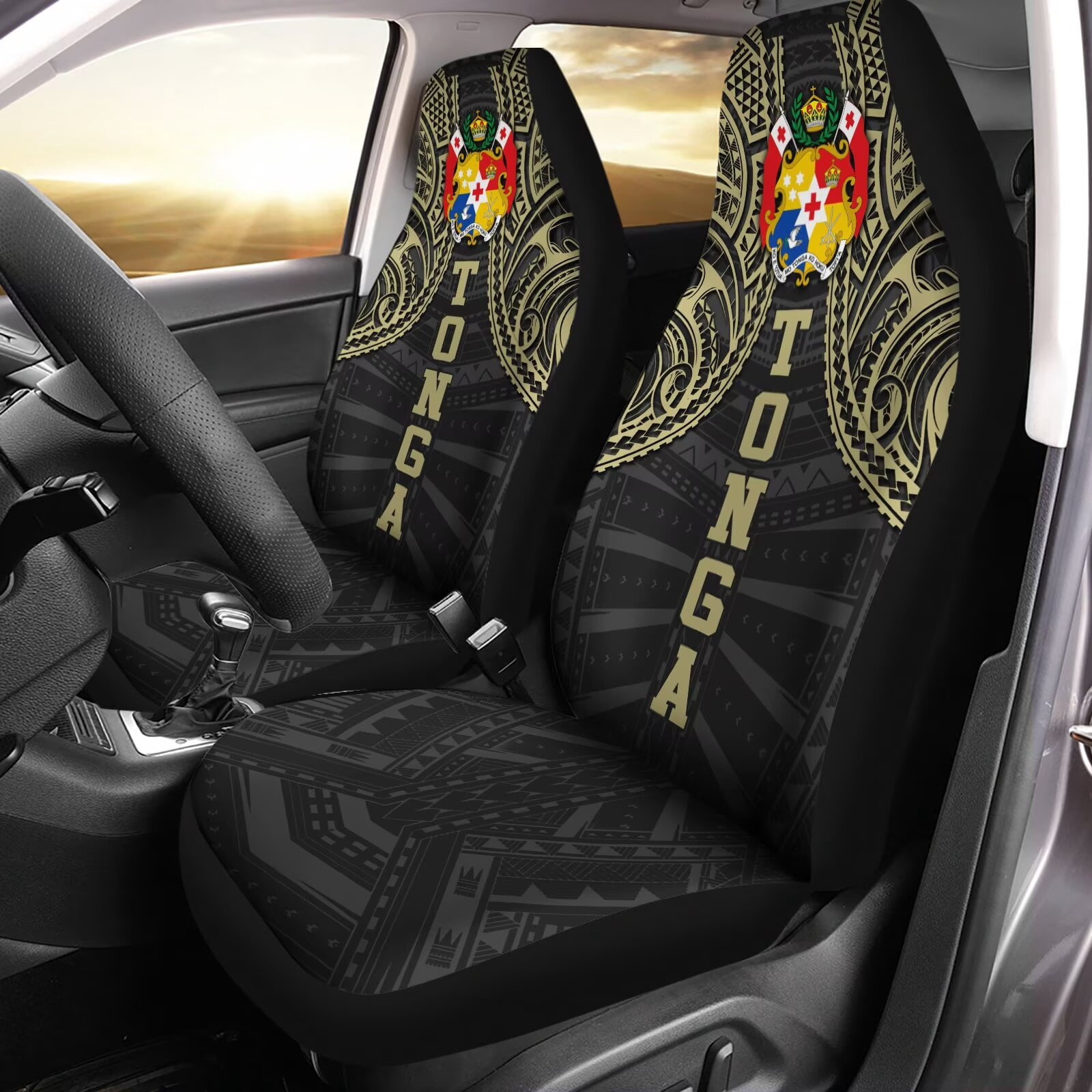 chaqlin Tonga Print Car Seat Covers 2pcs Universal Fit Front Car ...