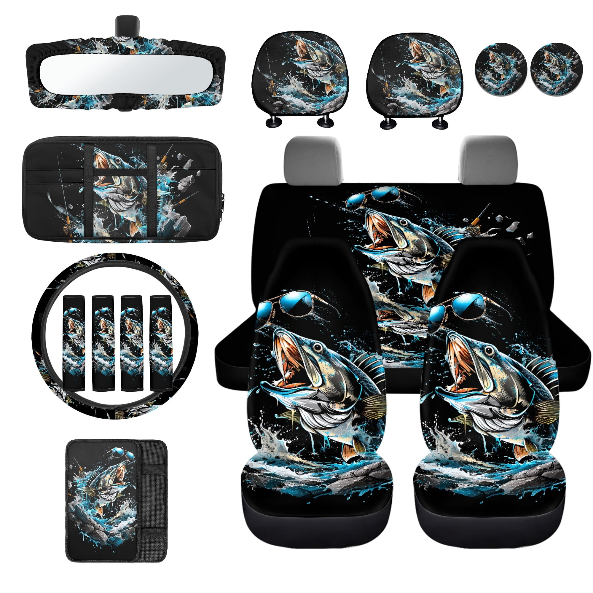 chaqlin Tropical Parrot Hibiscus Print Seat Covers Full Set - Front ...