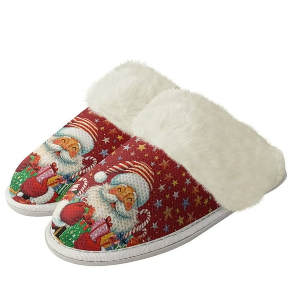 chaqlin Womens Fuzzy Christmas Slippers for Women Indoor Santa Claus ...