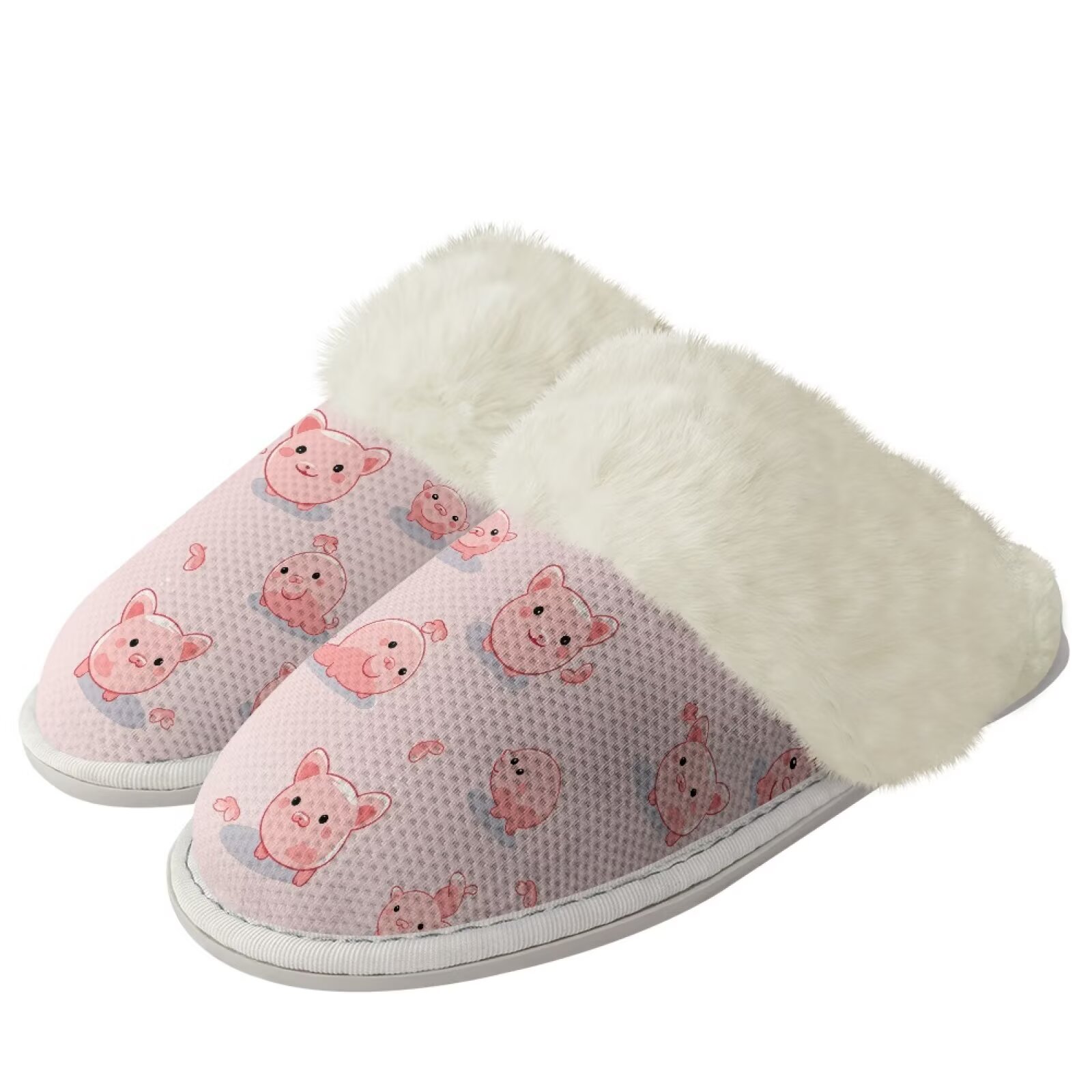 chaqlin Womens Fuzzy Pig Slippers for Women Size 5 Fluffy Winter House ...