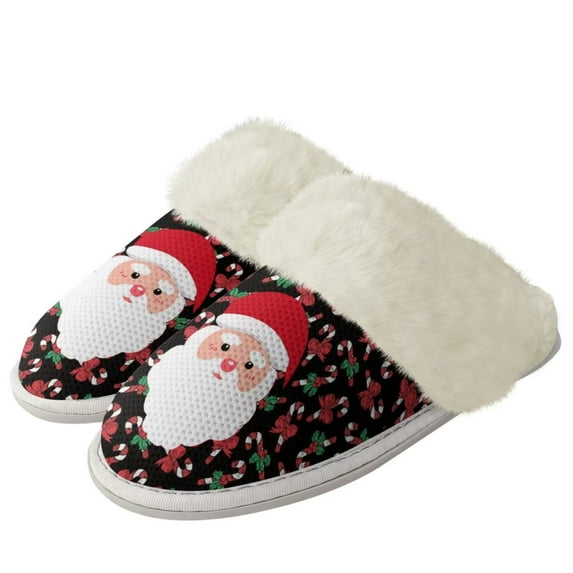 chaqlin Womens Santa Claus Christmas Slippers for Women Size 9 Cane ...