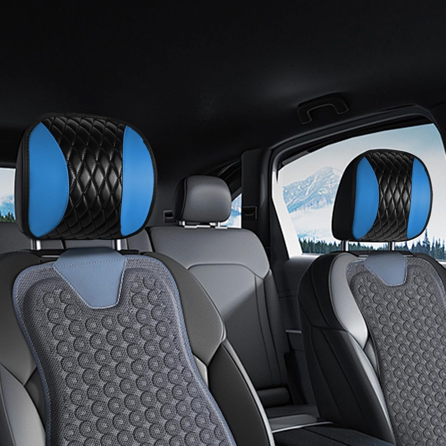 chasenew 2PCS Car Headrest Cover, Soft Breathable Leather Cars Front ...
