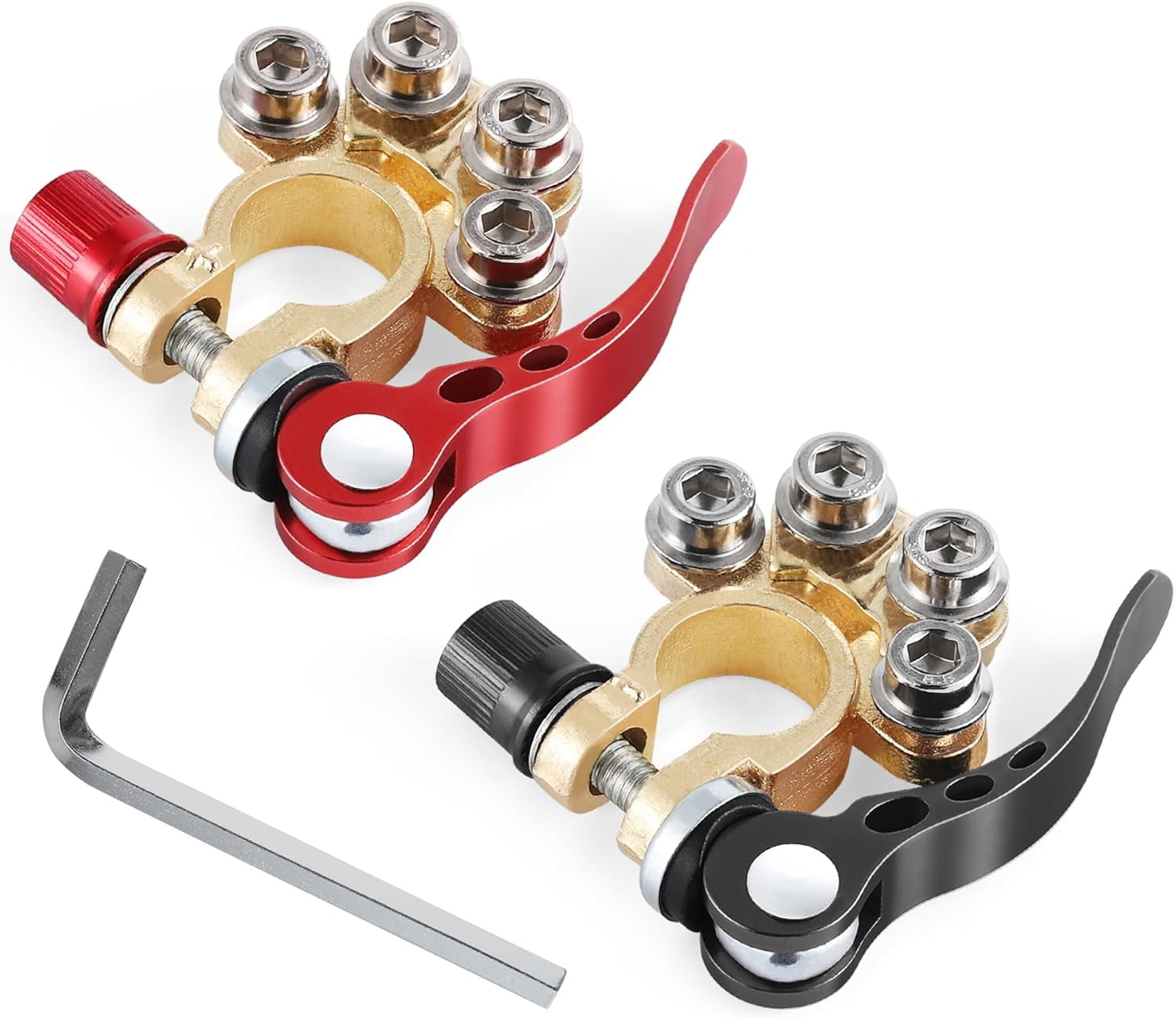 chasenew Car Battery Terminal Clamp Connector, 4 Way Positive and ...
