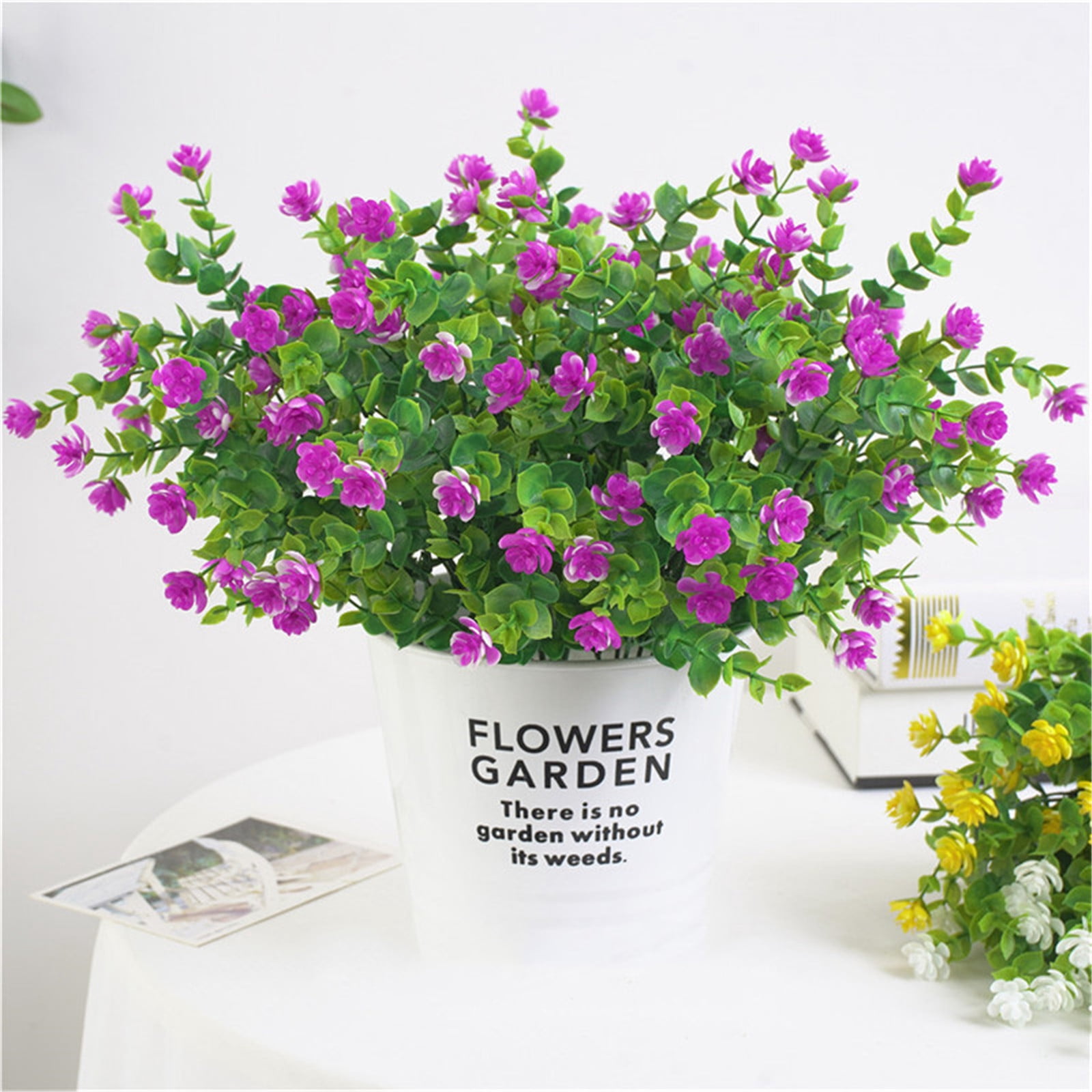 chaungfeng 1PC Outdoor Artificial Plant Fake Stems Plants, 13inch Faux ...