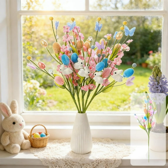chaungfeng 1PCS Easter Decorations Eggs Rabbit Picks - Spring ...