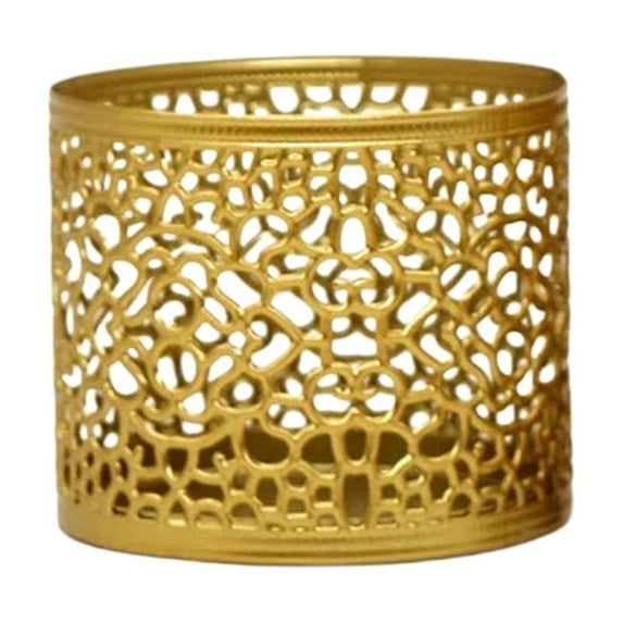 chaungfeng 1PCS Golden Geometric Hollow Out Round Iron Candlestick ...