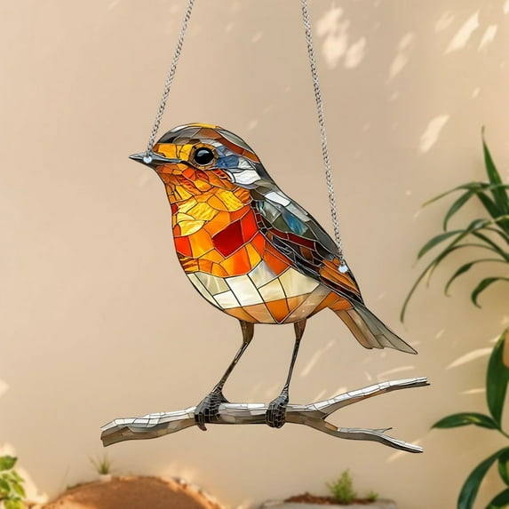 chaungfeng 2D Acrylic Birds Handmade Stained Glass Sun Catchers ...