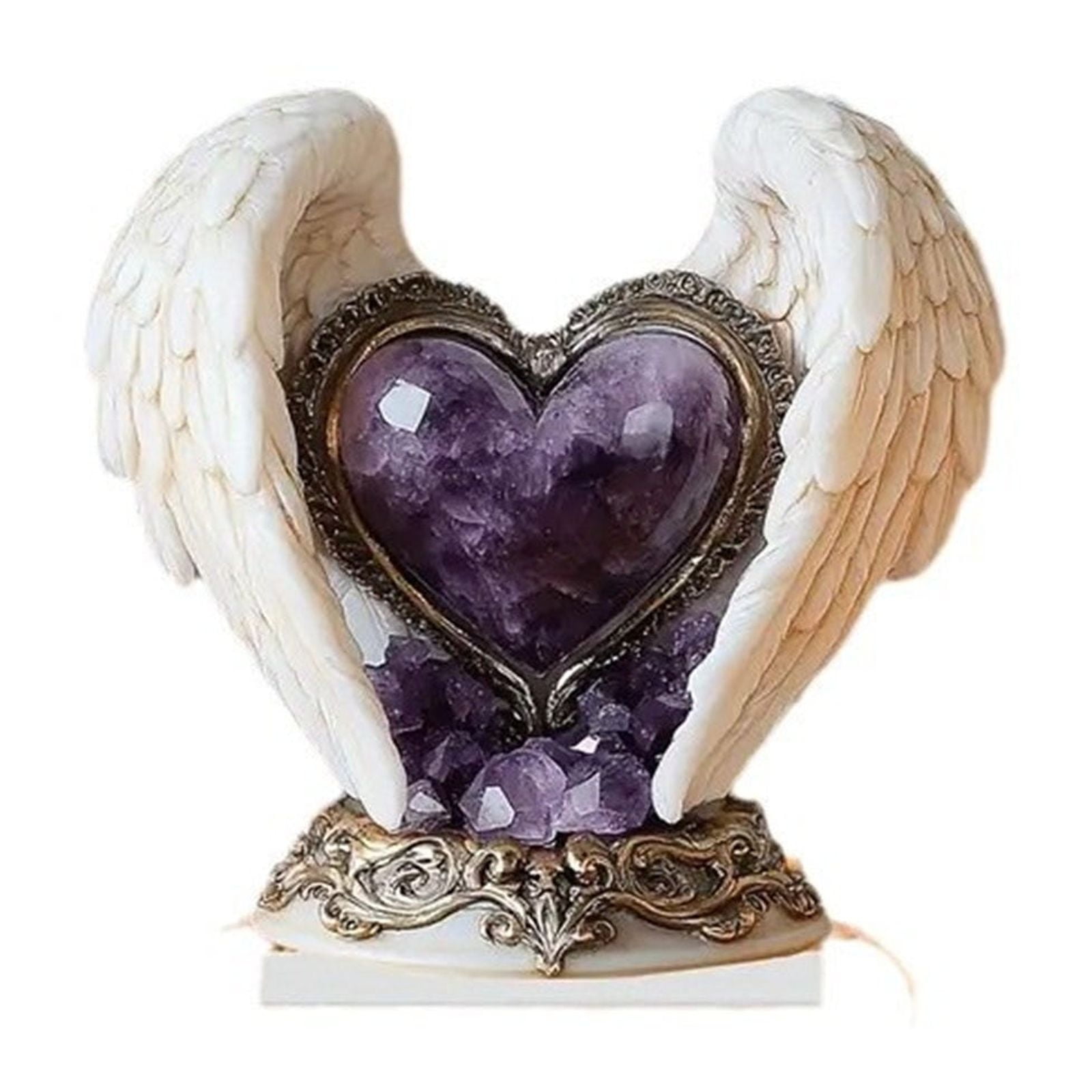 chaungfeng Angel Wing Heart Ornament, Acrylic Winged Heart Table Decor ...