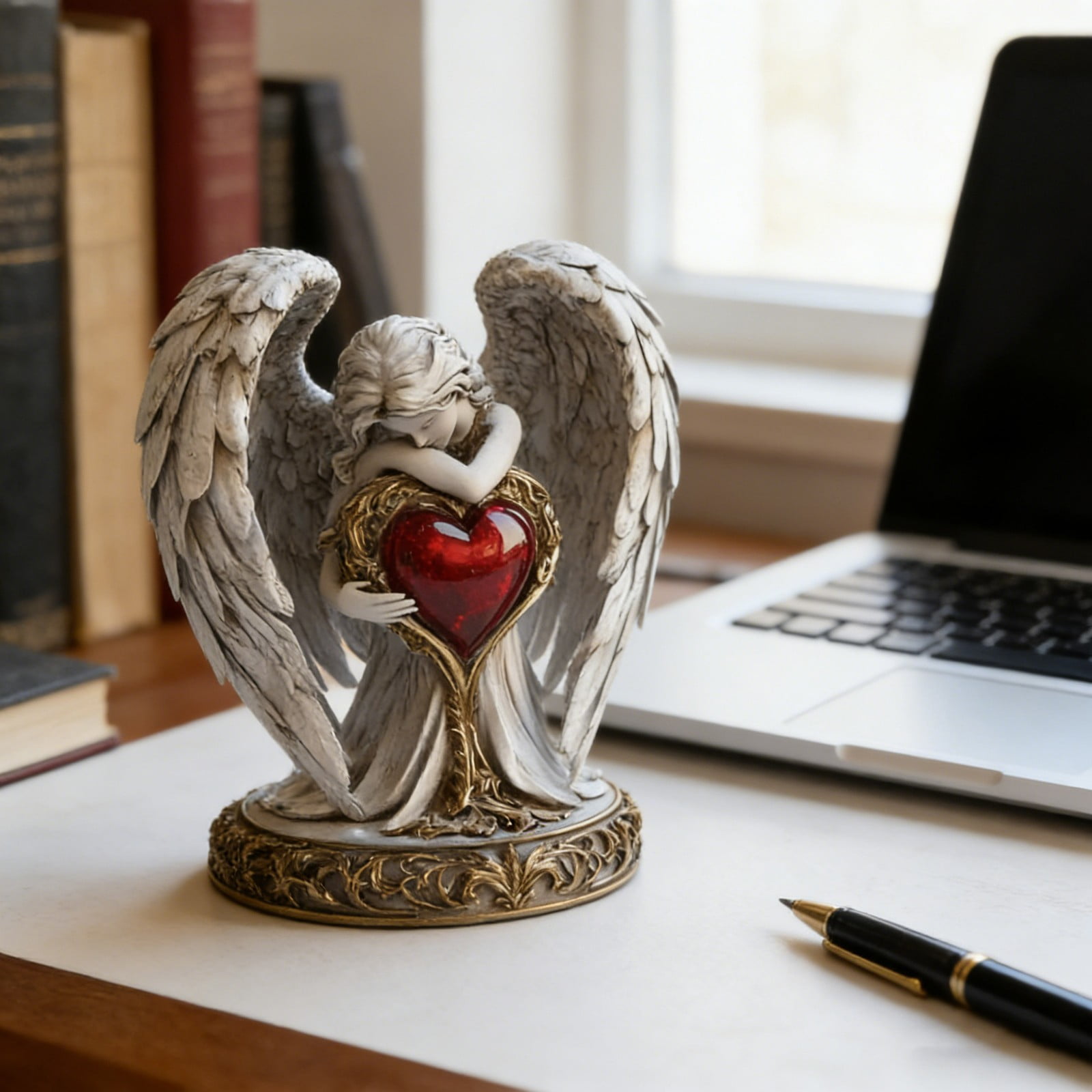 chaungfeng Angel Wing Heart Wall Decor - 2D Acrylic Religious Wall Art ...