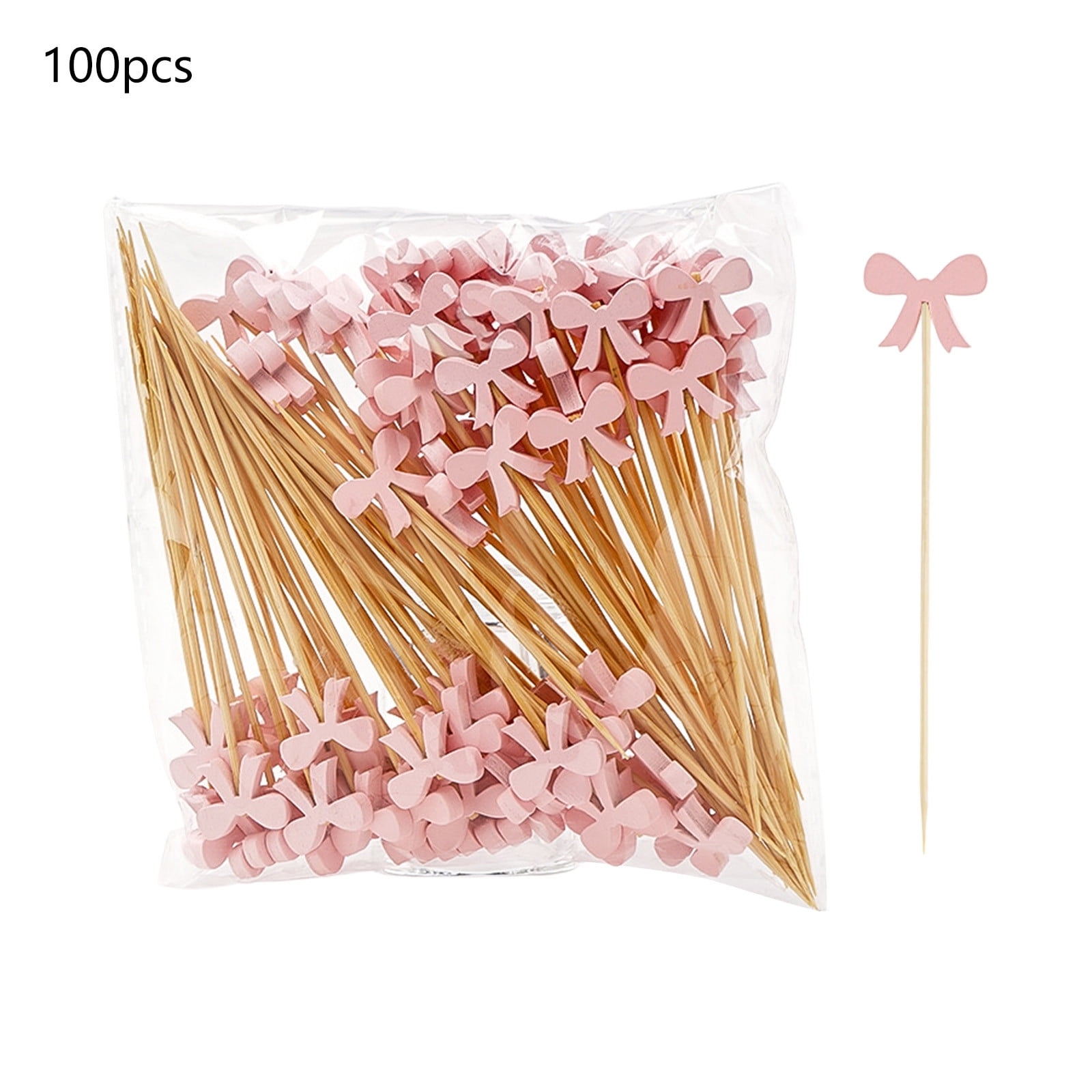 chaungfeng Disposable Bamboos Toothpicks, Long Skewers with Bow Decor ...