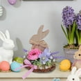 chaungfeng Easter Bunny Wooden Signs Table Decorations with Artificial ...