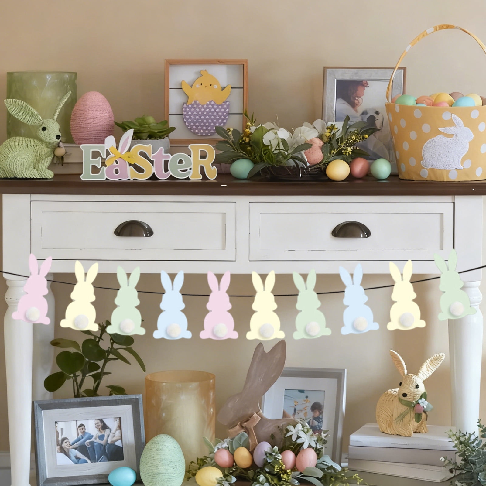 chaungfeng Easter Hanging Ornaments with Colorful Bunny-Shaped ...
