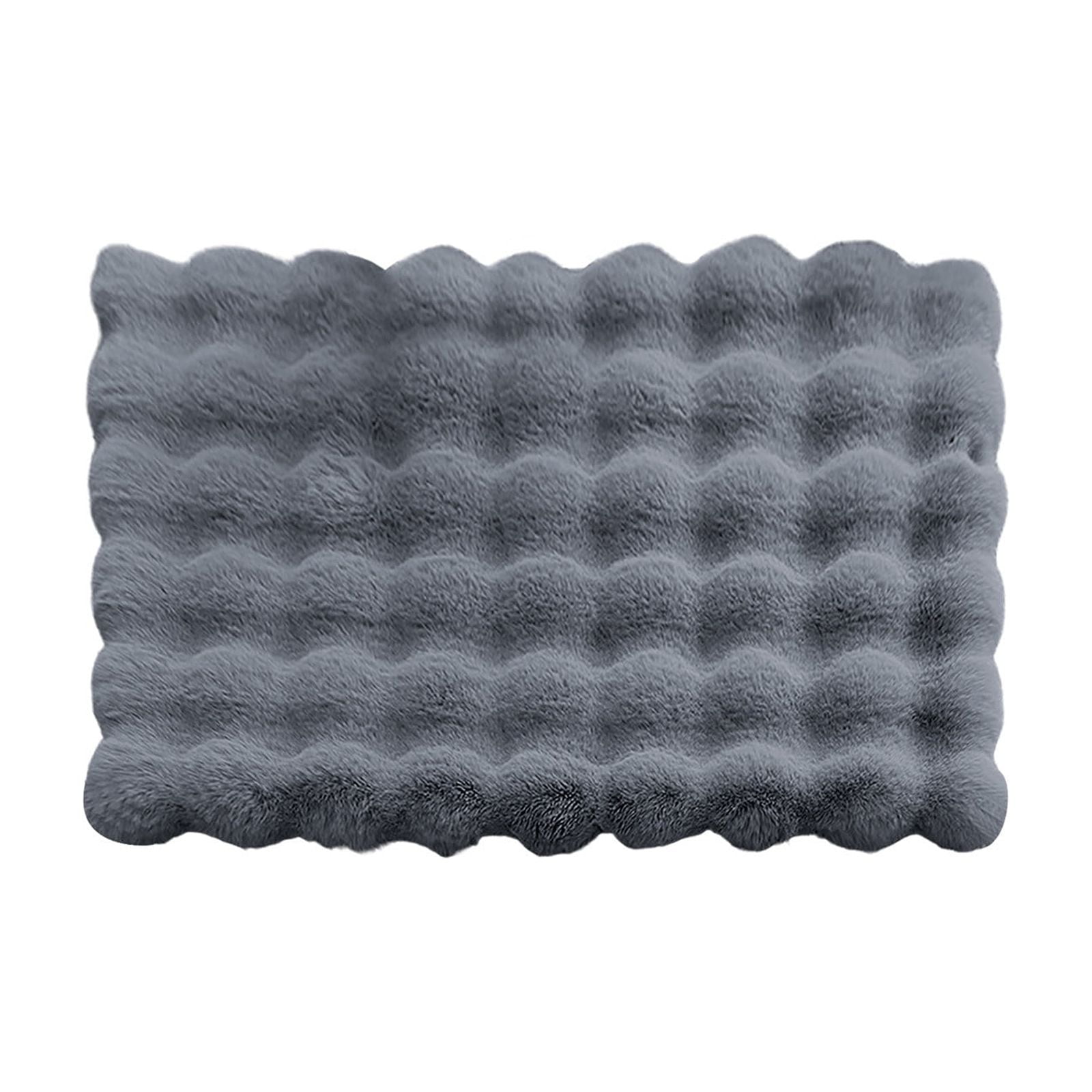 chaungfeng Faux Rabbit Fur Area Rug for Pet, Gray 14x20 Inch Fluffy ...