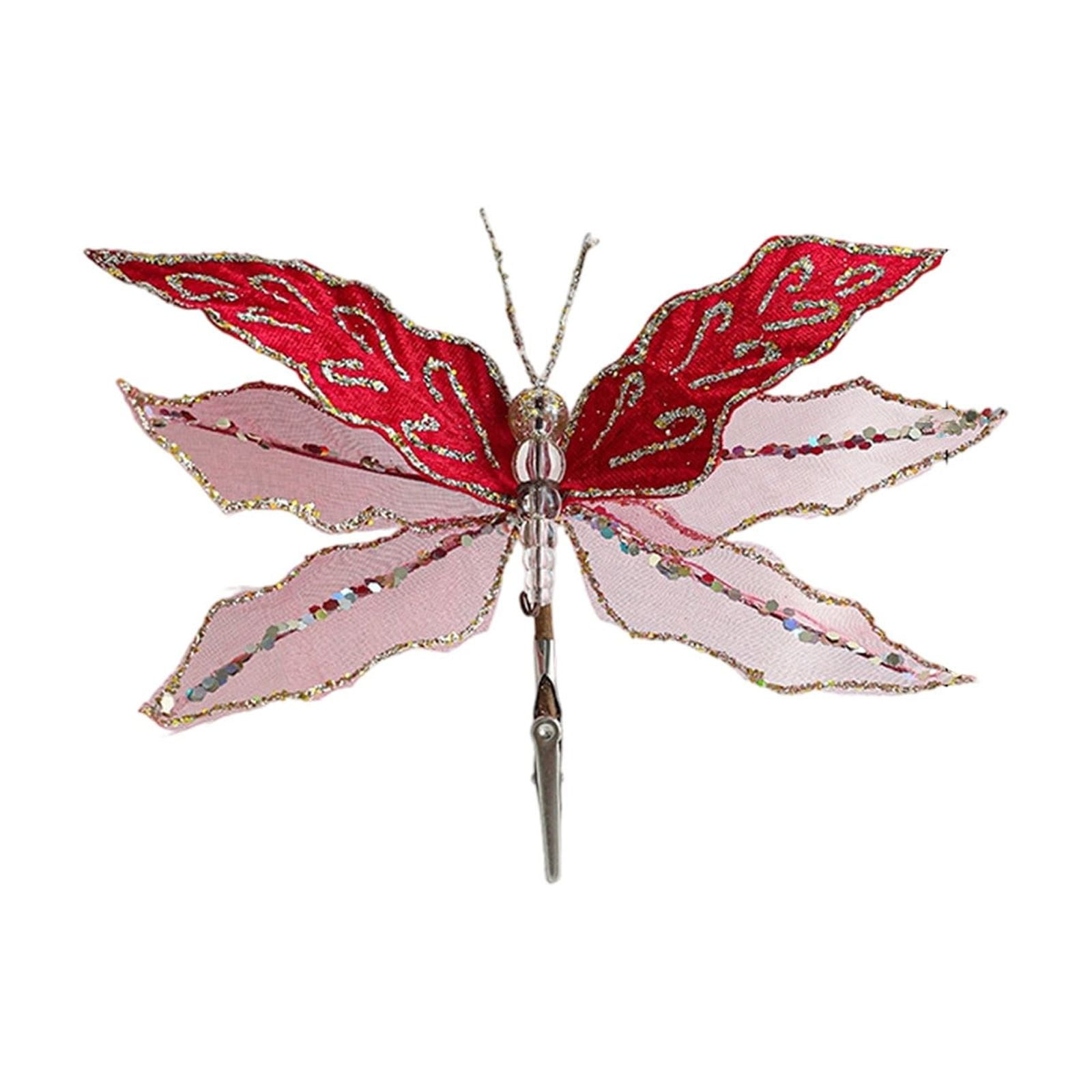 chaungfeng Glitter Mesh Simulation Dragonfly Design Clip, Christmas ...