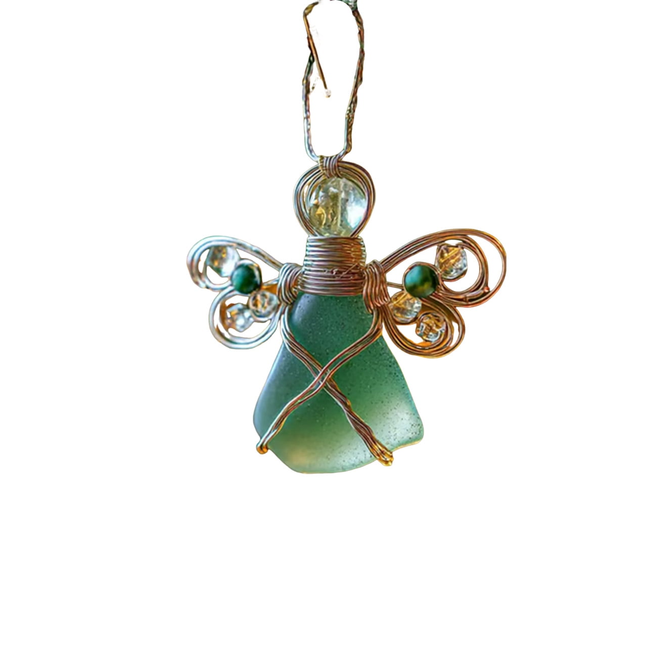 chaungfeng Handmade Sea Glass Angel Ornament, Charming Sea Glass Angel ...