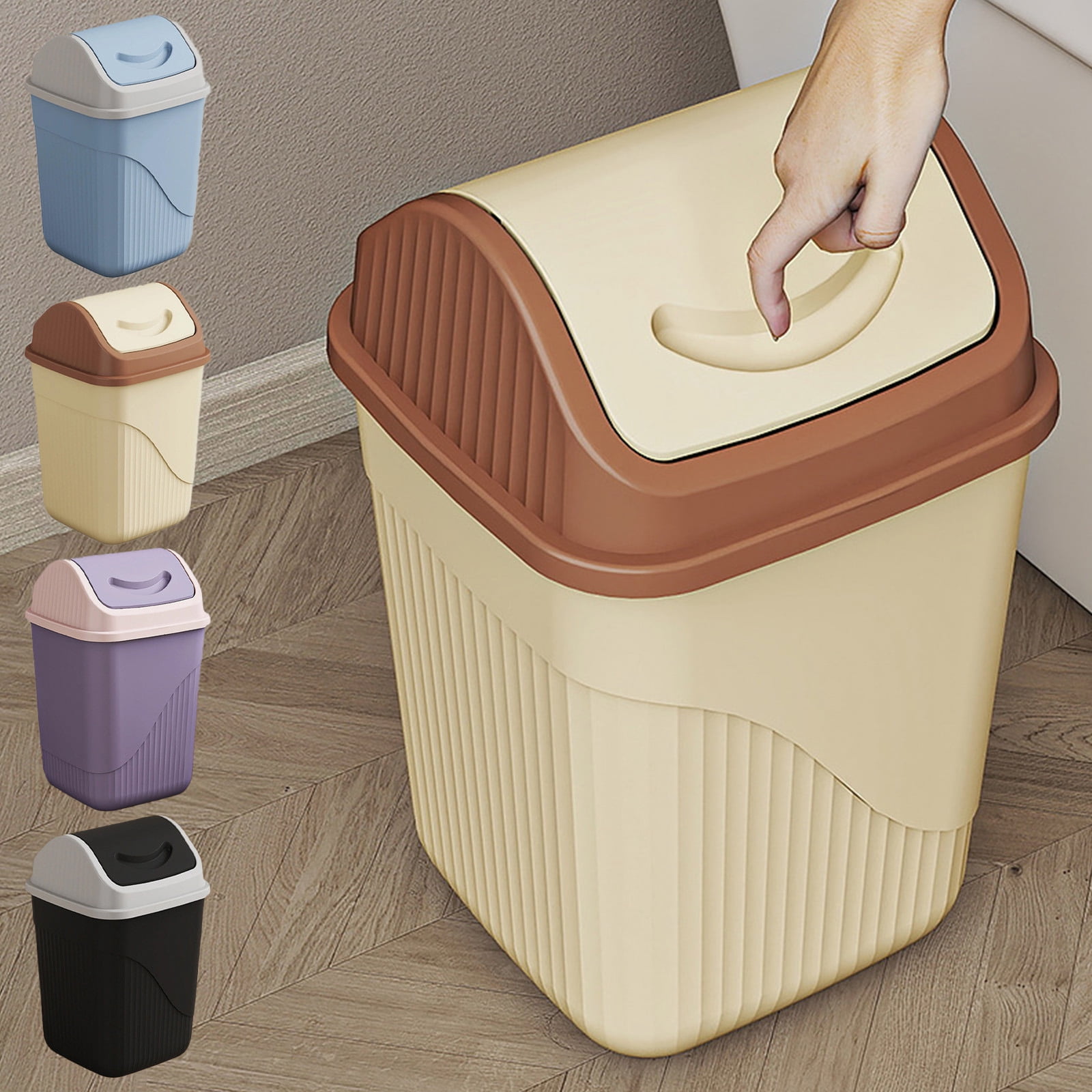 chaungfeng Large Waste Bin with Lid, Waste Bin Made of Robust Plastic ...