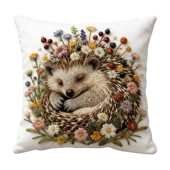 chaungfeng Vintage Forest Animals Pillow Cover, Hedgehog Decor Throw ...