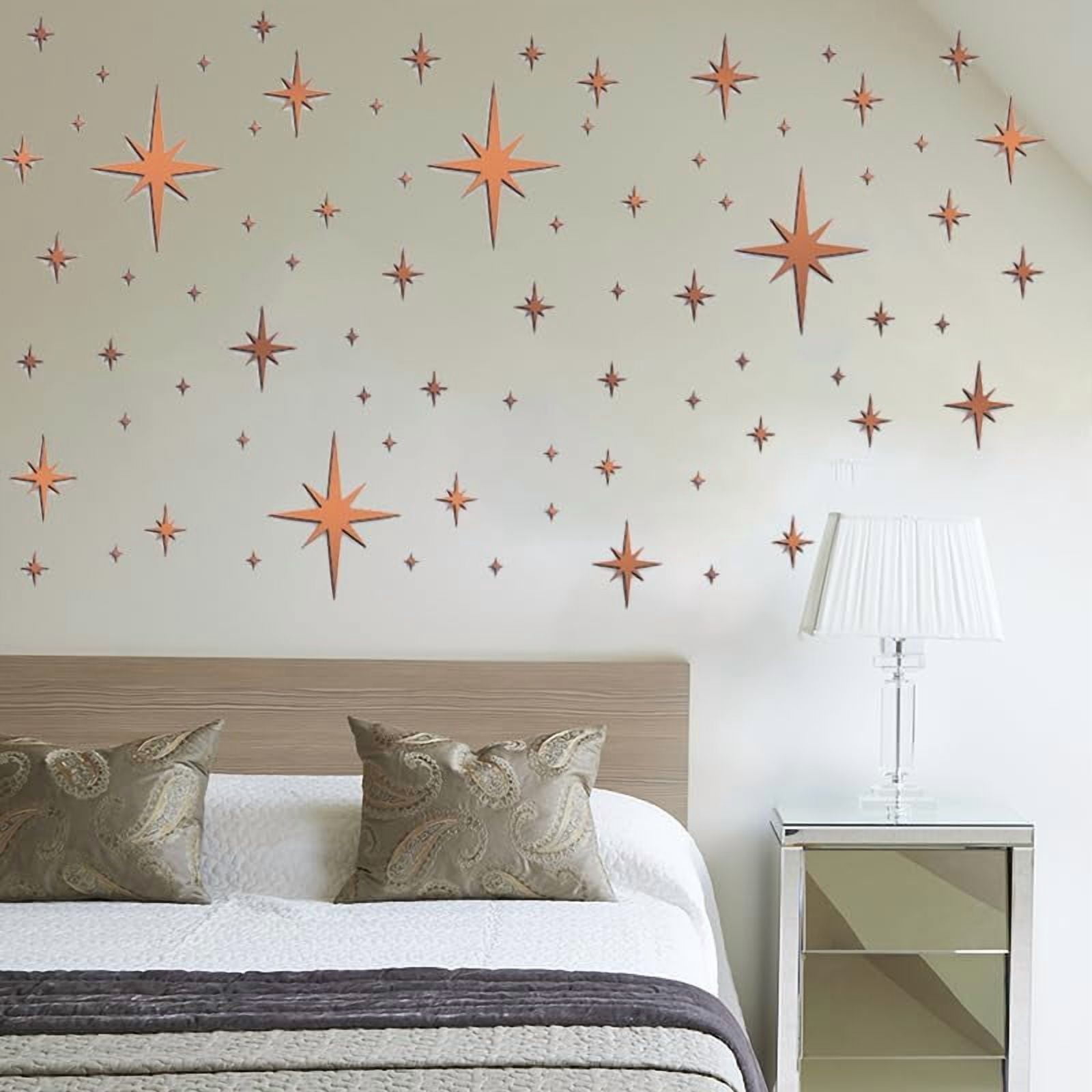 chdqwer 1 Sheet 82Pcs Acrylic Mirror Star Wall Stickers Rose Gold Star ...
