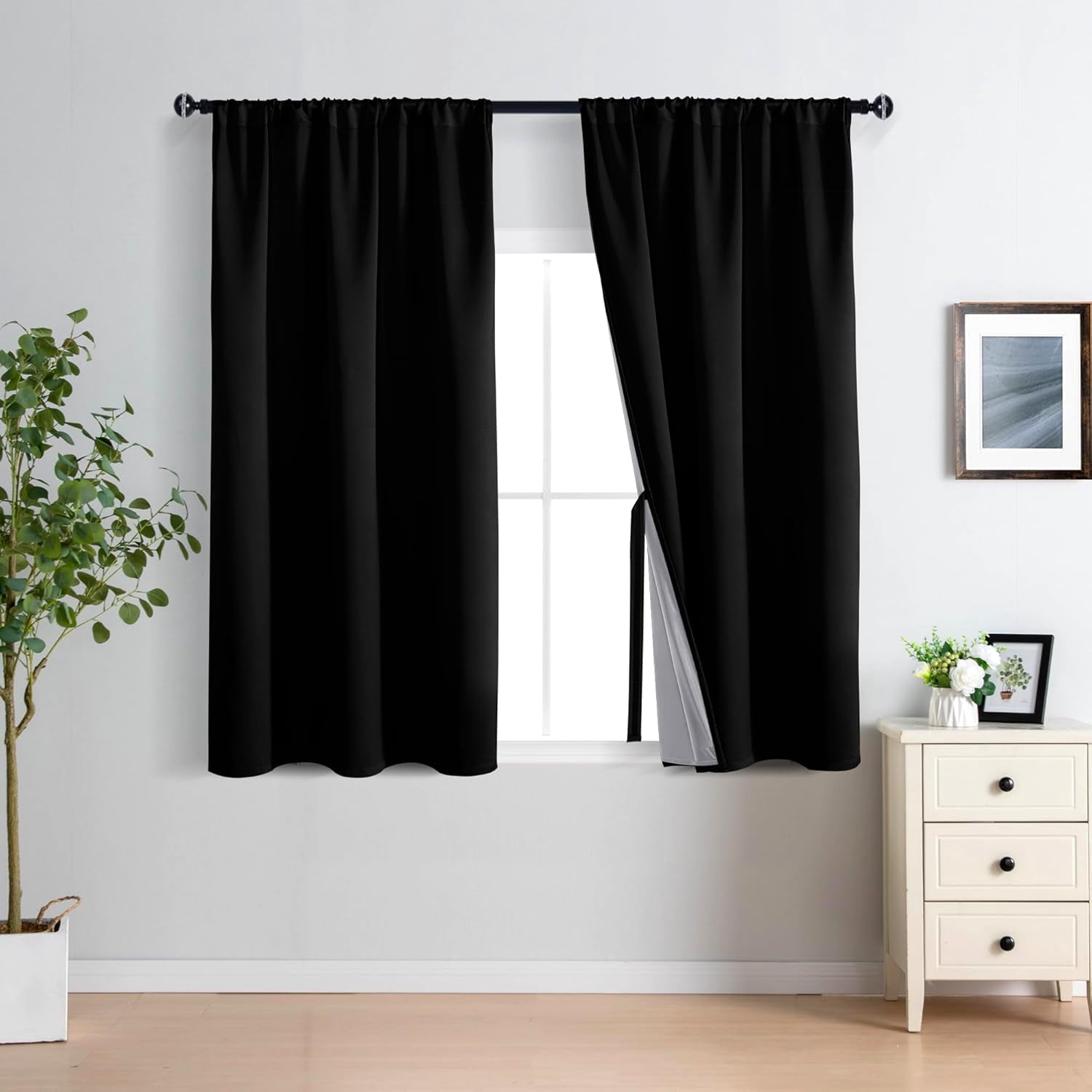 chdqwer 100% Blackout Window Curtains - Rod Pocket Thermal Insulated ...