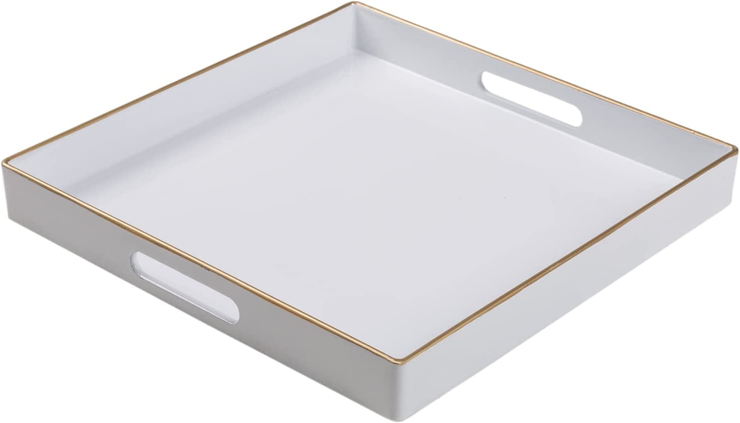 chdqwer 13"x13" Decorative Tray White Serving Tray with Handles Coffee ...
