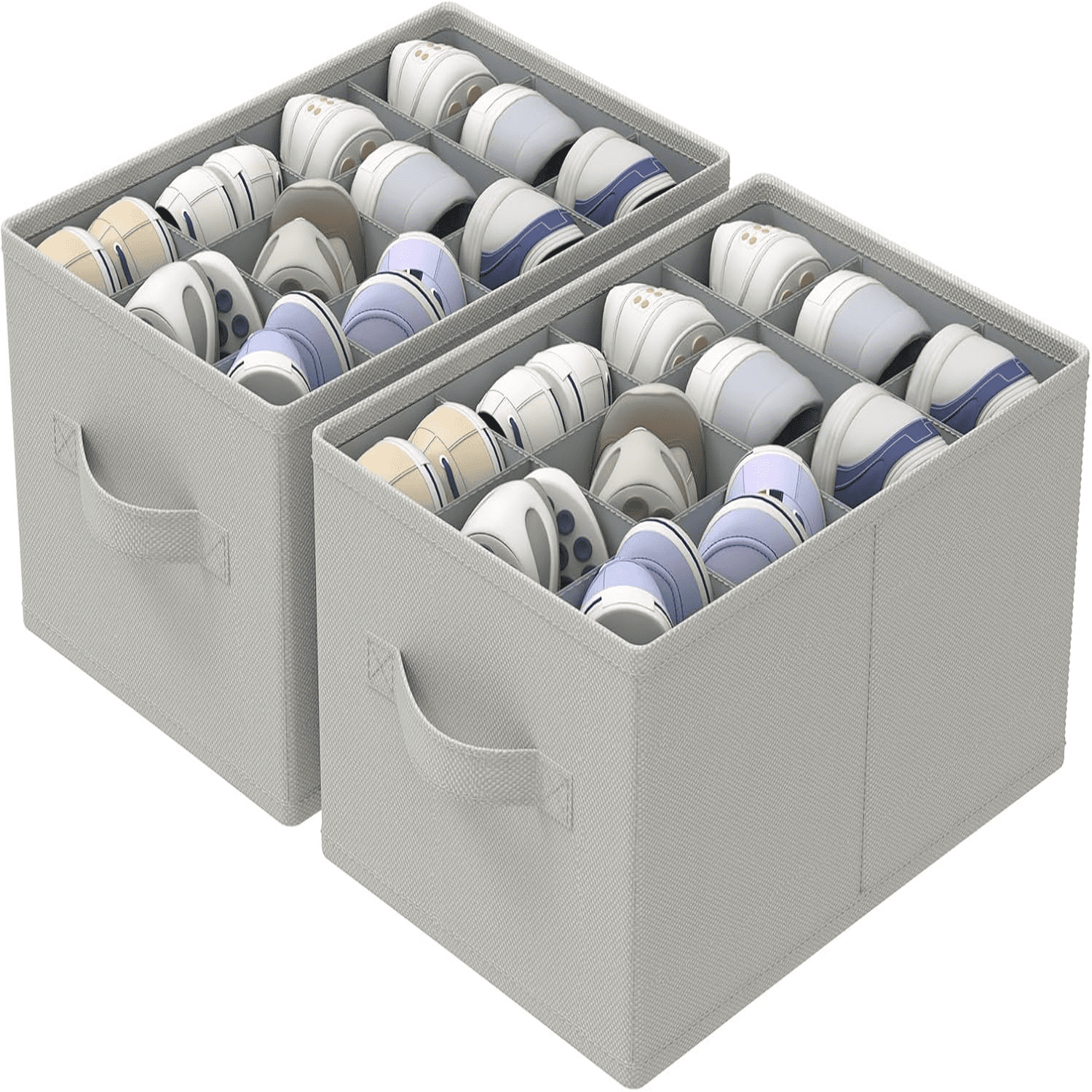 dxynlzq 2 Pack Shoe Storage Bins Fits Up to 24 Pairs Foldable Space ...