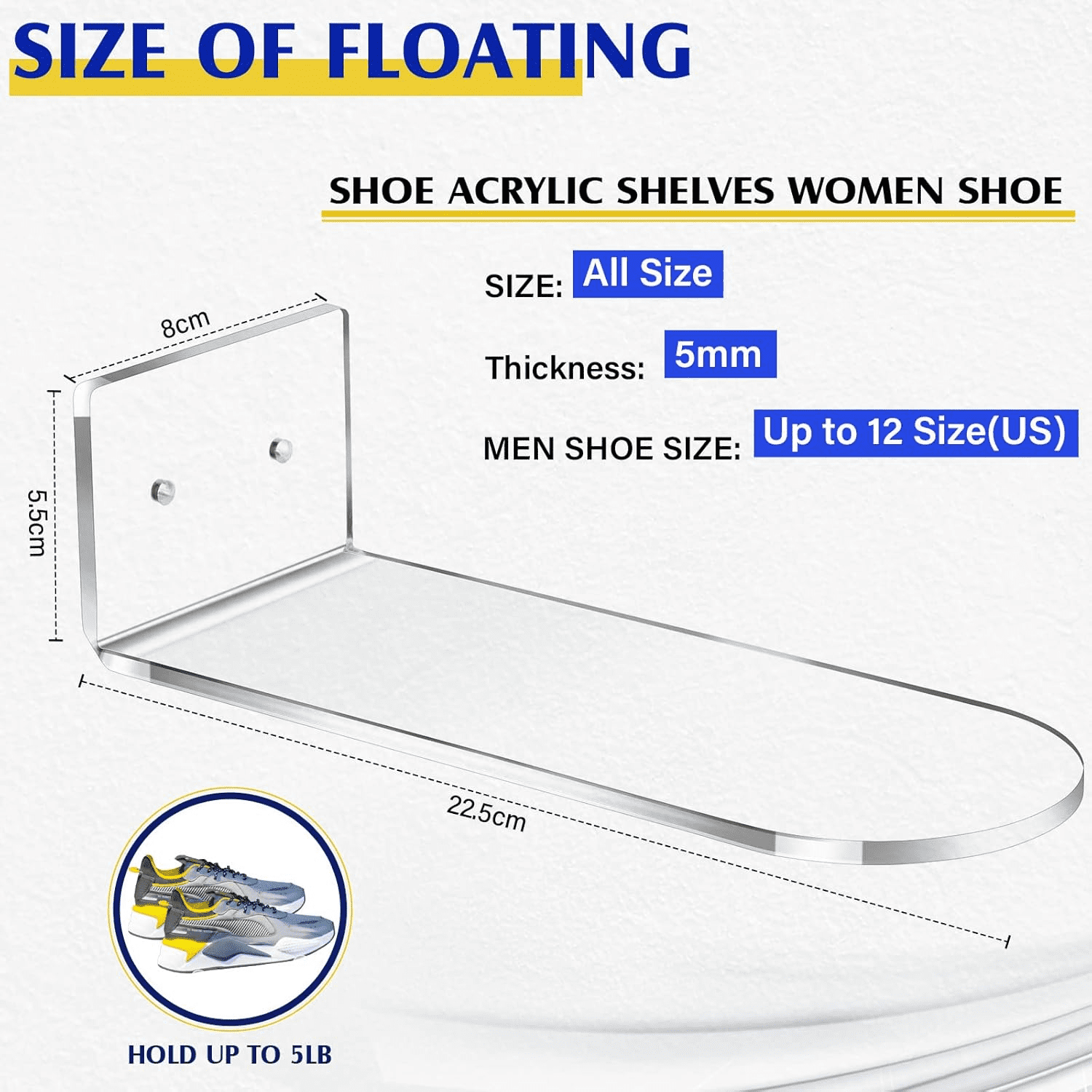 chdqwer 20 Pieces Acrylic Shoe Wall Shelf Floating Shoe Display Shelf ...