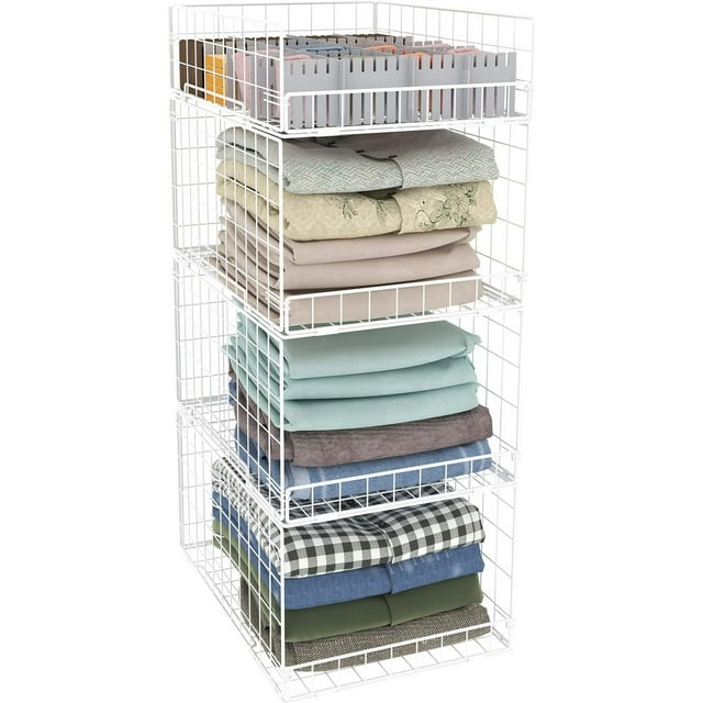 chdqwer 4 Tier Closet Organizers and Storage Shelves Collapsible ...