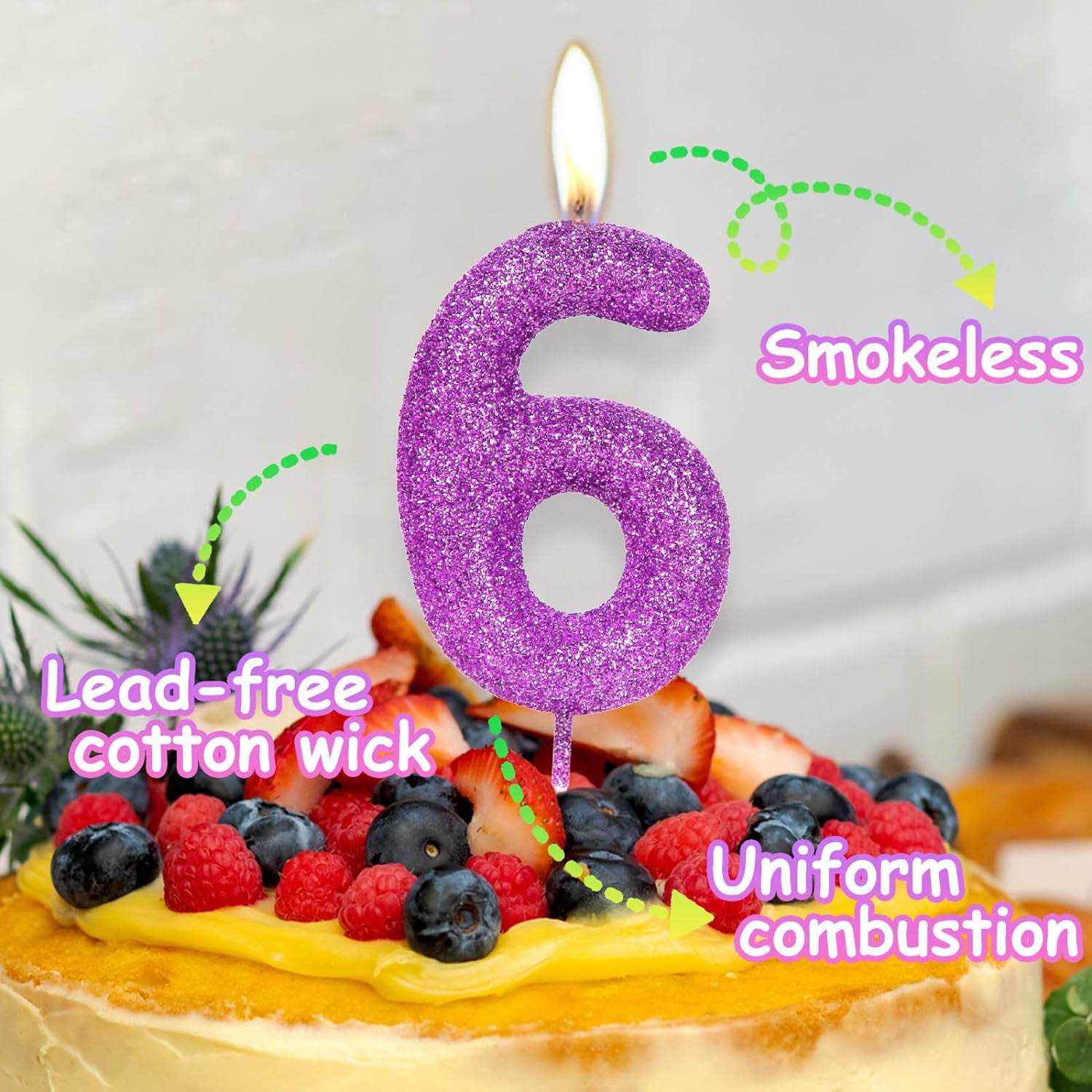 chdqwer 50th Glitter Birthday Candles Purple Pink Birthday Number ...