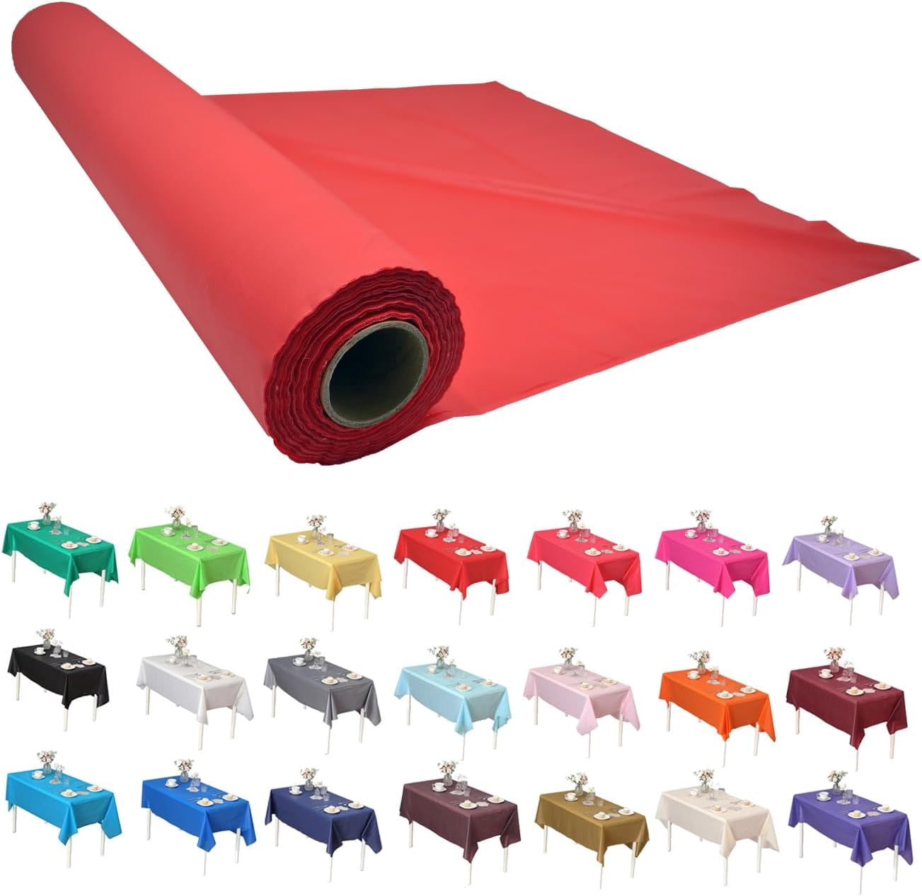 chdqwer 54 in x 100 feet Plastic Table Cover Roll for Party Banquet ...